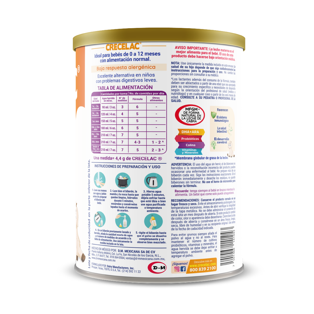 6 Pack Fórmula Crecelac Bebé 0-12 Meses 800gr | Compra en línea – CRECELAC