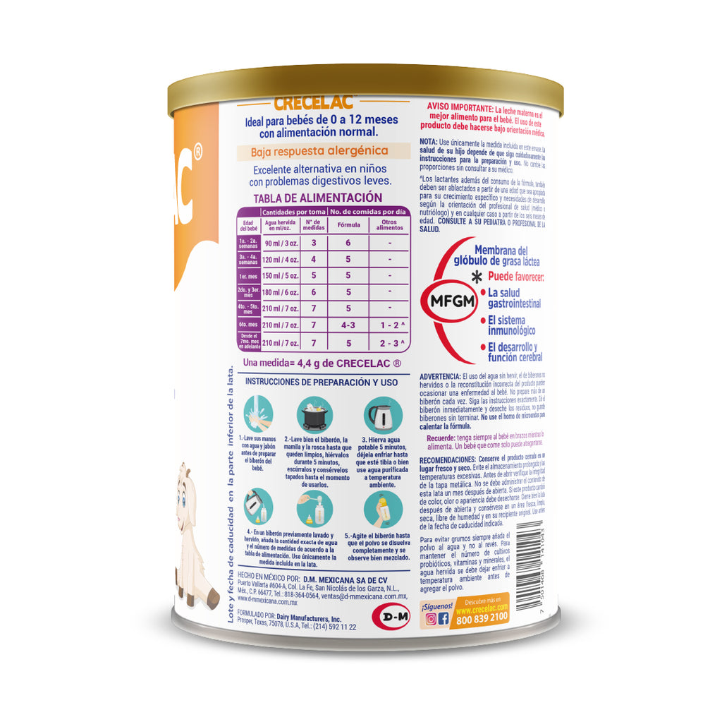 Fórmula Crecelac Bebé 0-12 Meses 800gr | Compra en línea – CRECELAC