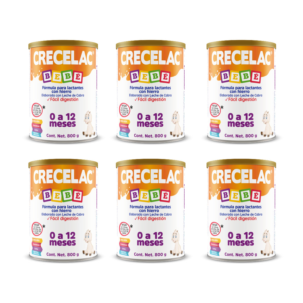 6 Pack Fórmula Crecelac Bebé 0-12 Meses 800gr | Compra en línea – CRECELAC