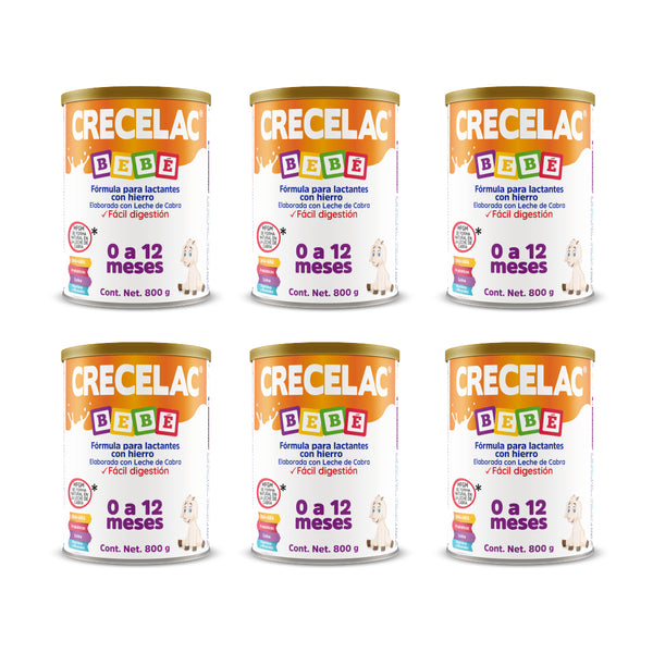 6 Pack Fórmula Crecelac Bebé 0-12 Meses 800gr | Compra en línea – CRECELAC